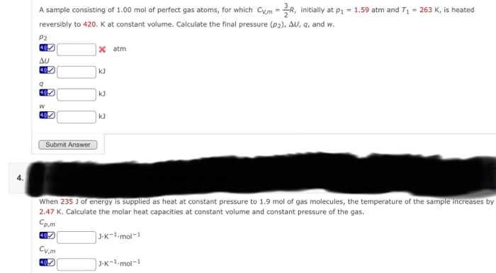 Solved A sample consisting of 1.00 mol of perfect gas atoms, | Chegg.com