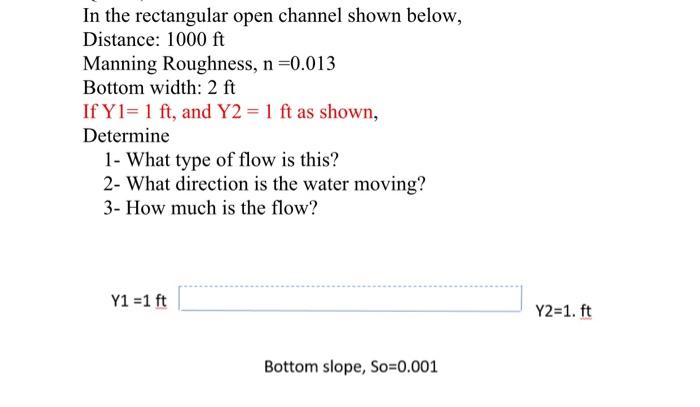 Solved In the rectangular open channel shown below, | Chegg.com