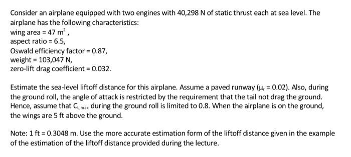 Solved Consider an airplane equipped with two engines with | Chegg.com