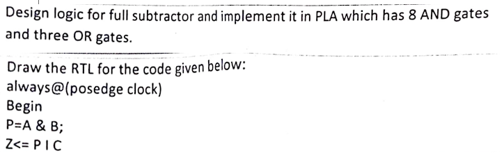 Solved a. ﻿Design logic for full subtractor and implement it | Chegg.com