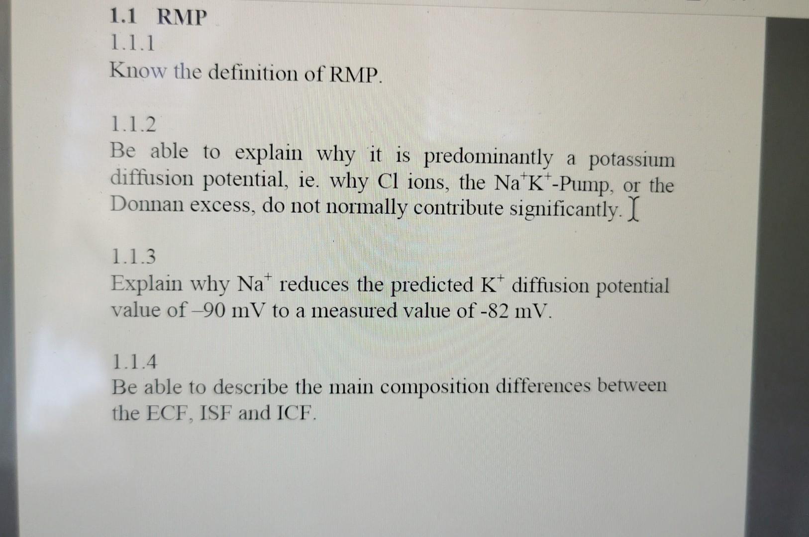 Solved 1.1 RMP 1.1.1 Know the definition of RMP. 1.1.2 Be | Chegg.com