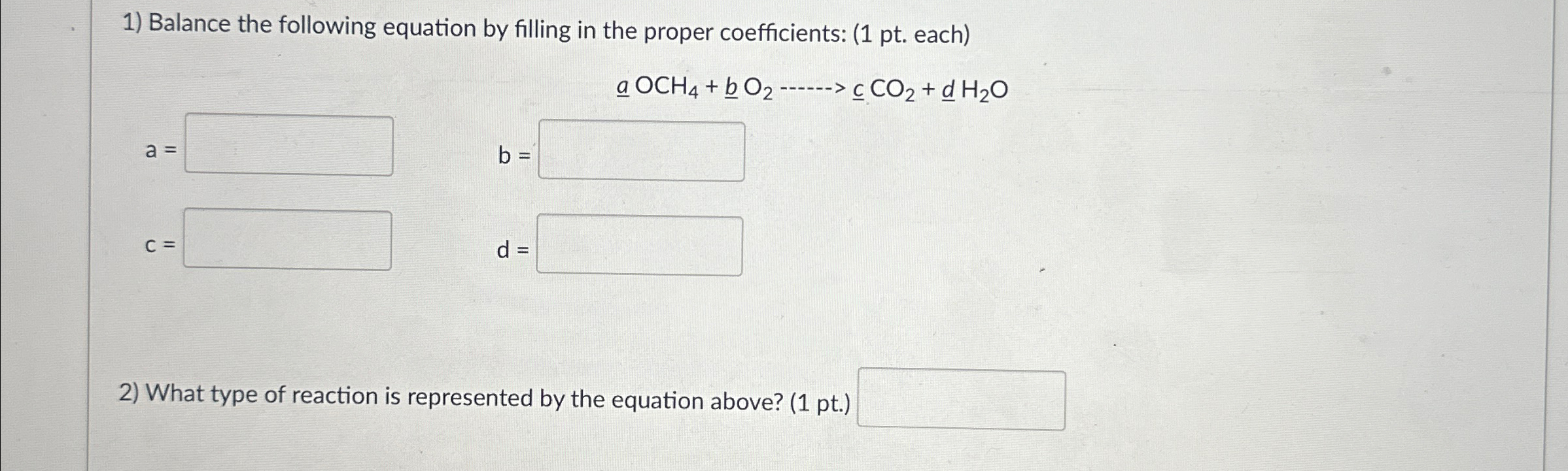Solved Balance the following equation by filling in the | Chegg.com
