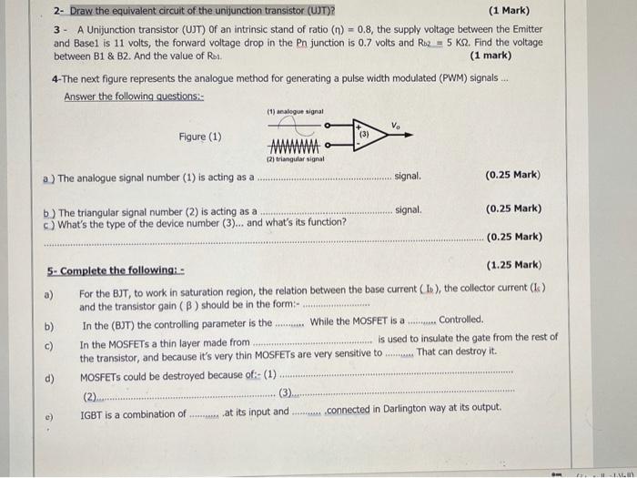 Solved 2- Draw the equivalent circuit of the unijunction | Chegg.com