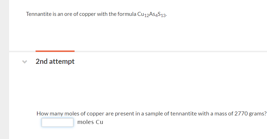 Solved Tennantite is an ore of copper with the formula | Chegg.com