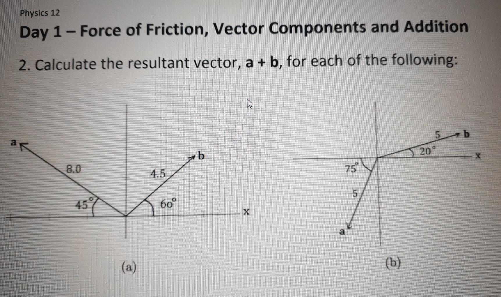 Solved Physics 12 Day 1 - Force of Friction, Vector | Chegg.com