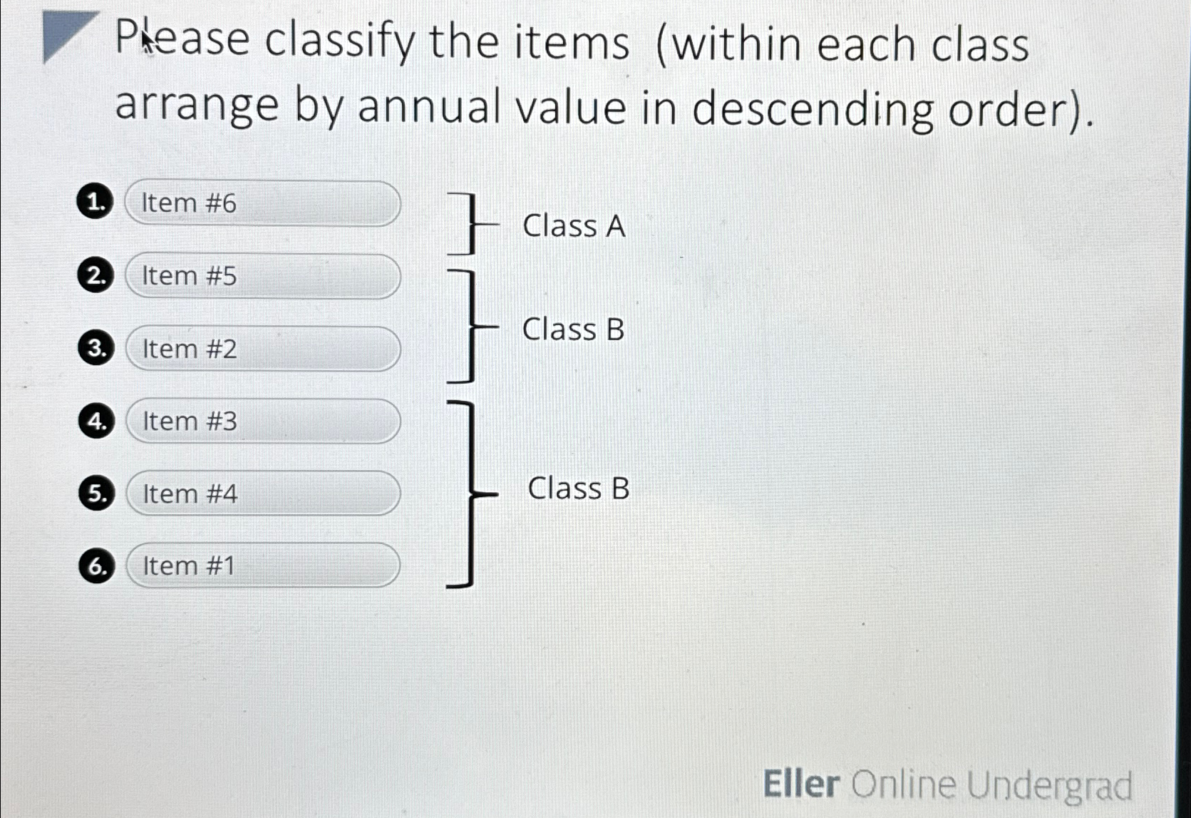 Solved Please classify the items (within each class arrange | Chegg.com