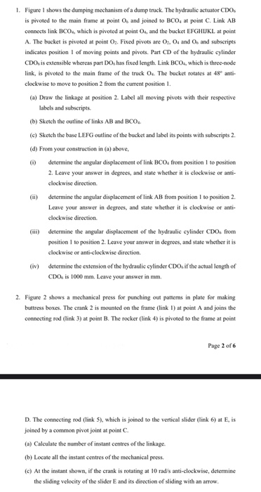 1. Figure I shows the dumping mechanism of a dump | Chegg.com