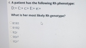 Solved A patient has the following Rh | Chegg.com