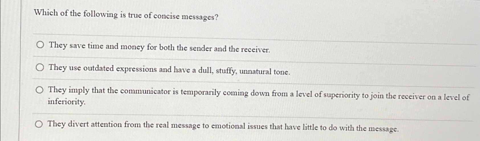 Solved Which of the following is true of concise | Chegg.com