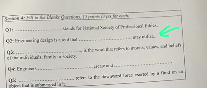 Solved Section 4 Fill In The Blanks Questions 15 ﻿points