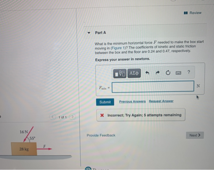 Solved Review Part A What is the minimum horizontal force F | Chegg.com