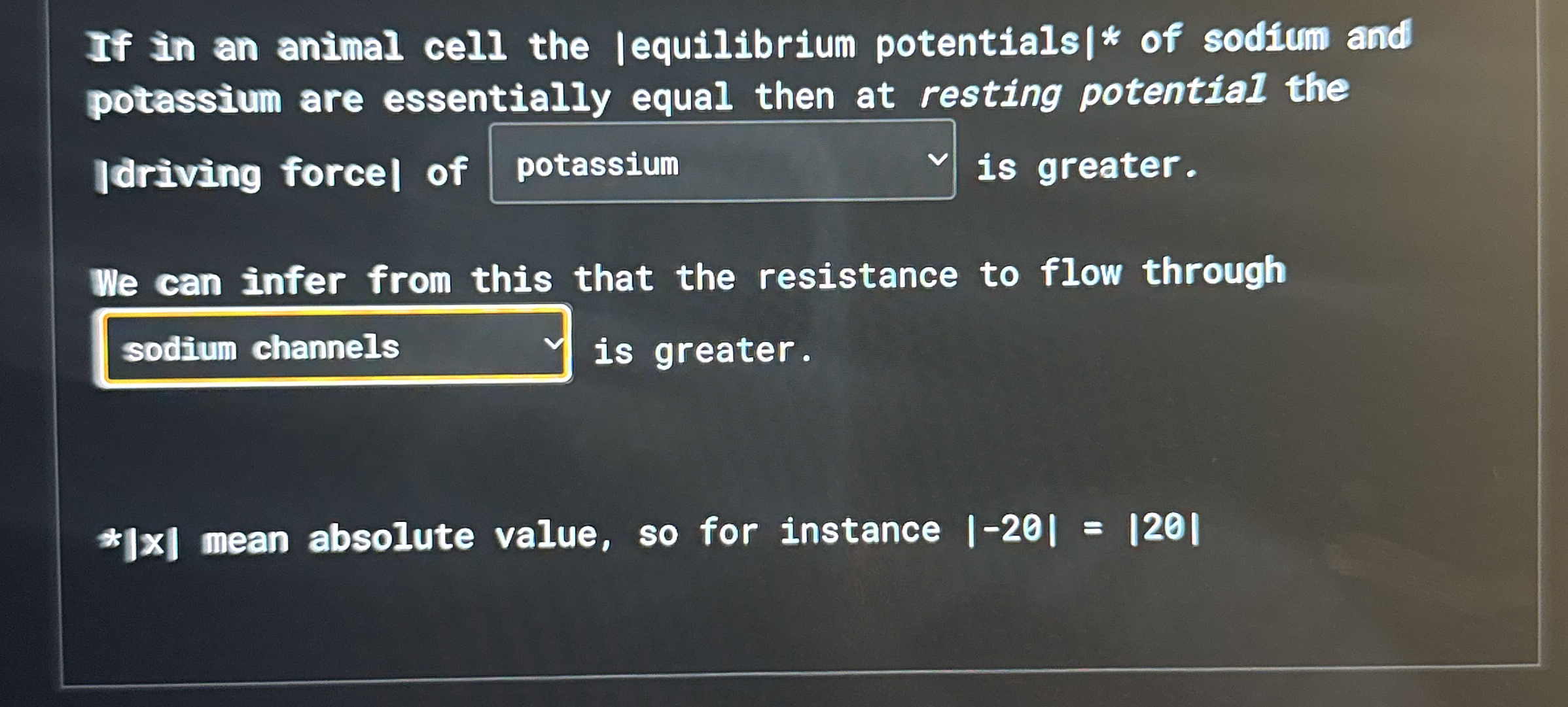 If in an animal cell the |equilibrium potentials|* | Chegg.com