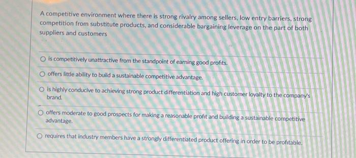 Solved A competitive environment where there is strong | Chegg.com