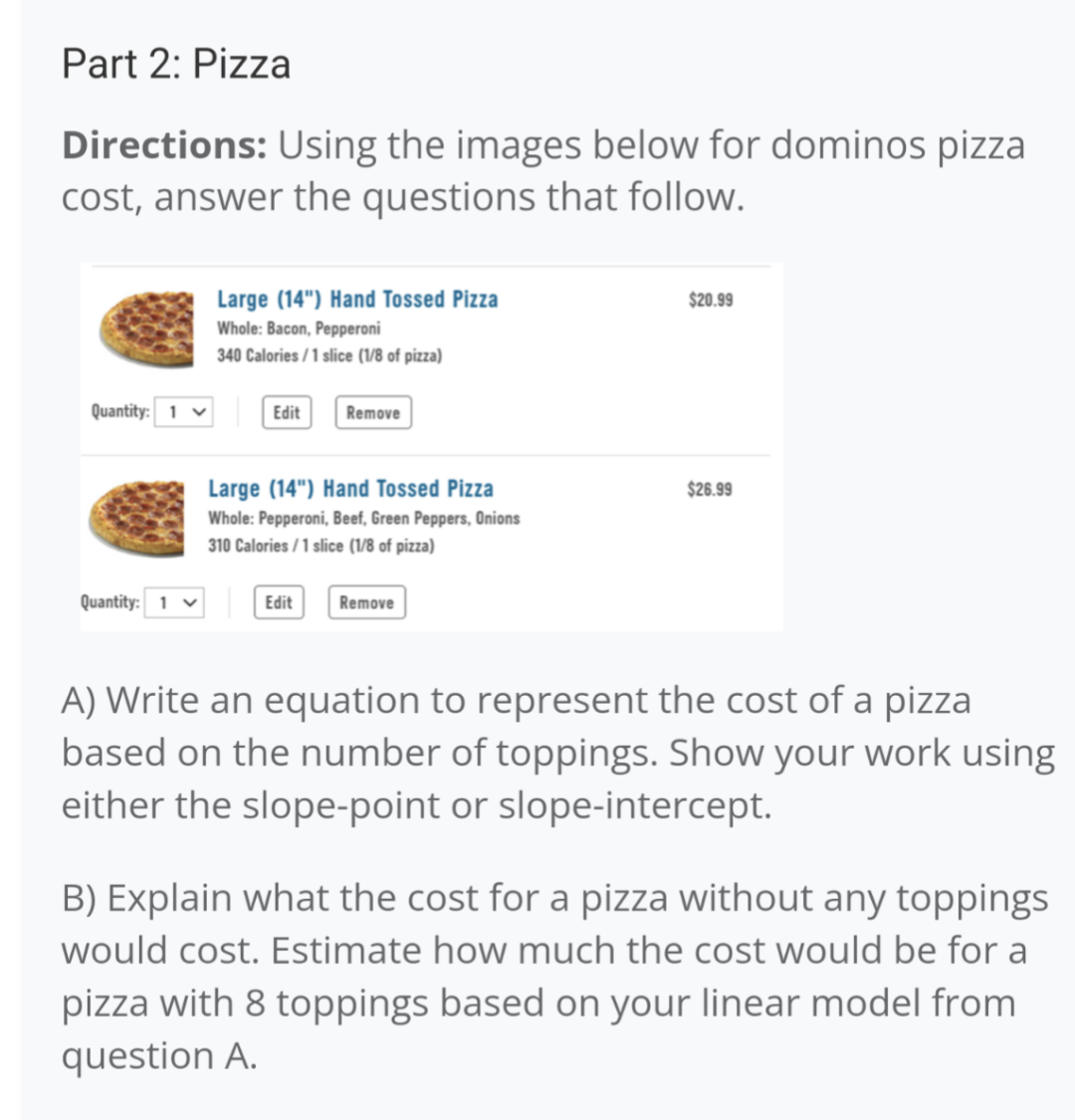 Solved Part 2: PizzaDirections: Using the images below for | Chegg.com