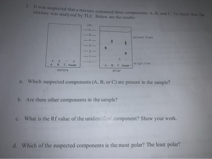 Solved 2. It was suspected that a mixture contained three | Chegg.com
