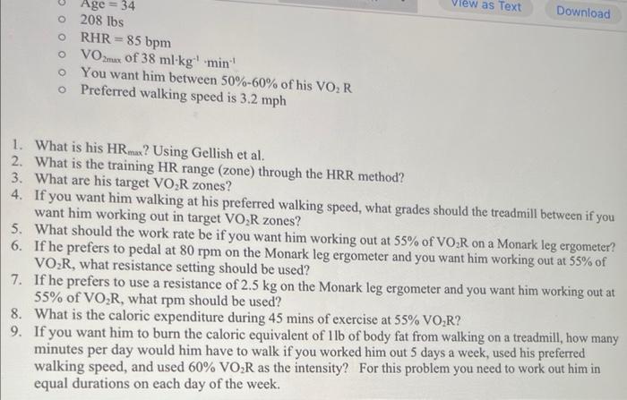 Solved 1. What is his HRmax ? Using Gellish et al. 2. What | Chegg.com