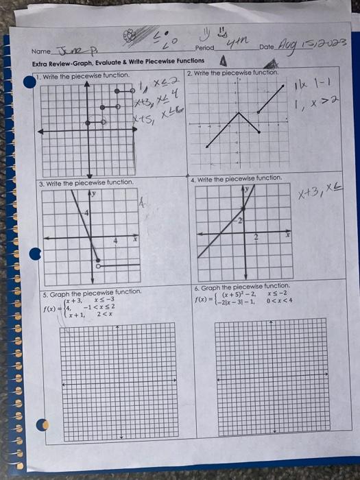 Extra Review-Graph, Evaluate \\& Write Plecewise | Chegg.com