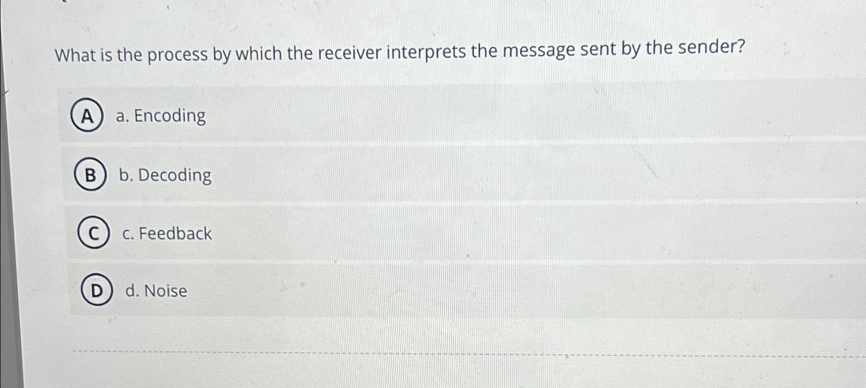 Solved What is the process by which the receiver interprets | Chegg.com