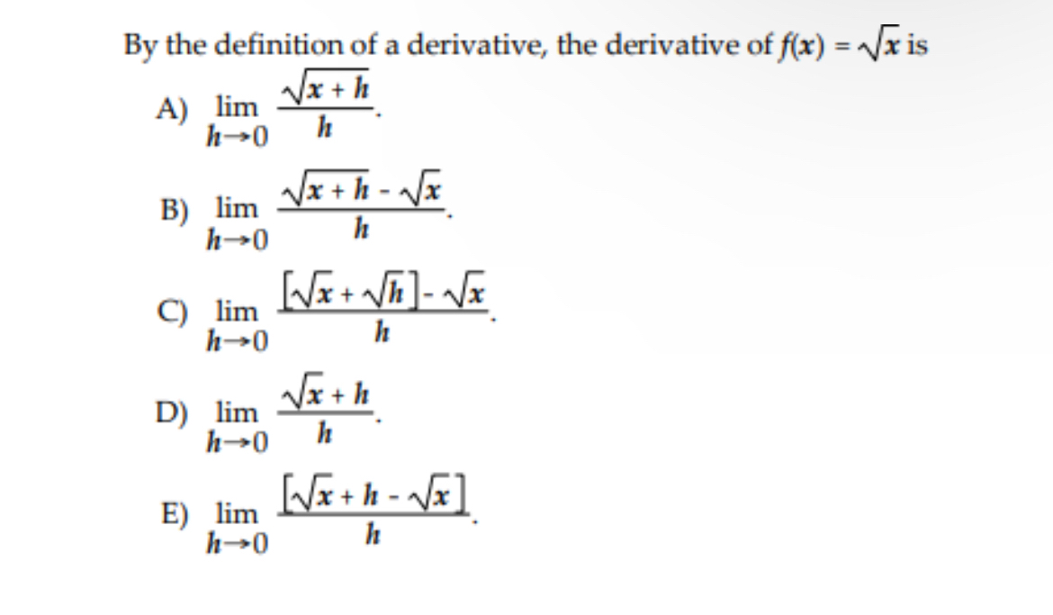 Solved By the definition of a derivative, the derivative of | Chegg.com