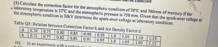 Solved (5) Calculate the correction factor for the | Chegg.com