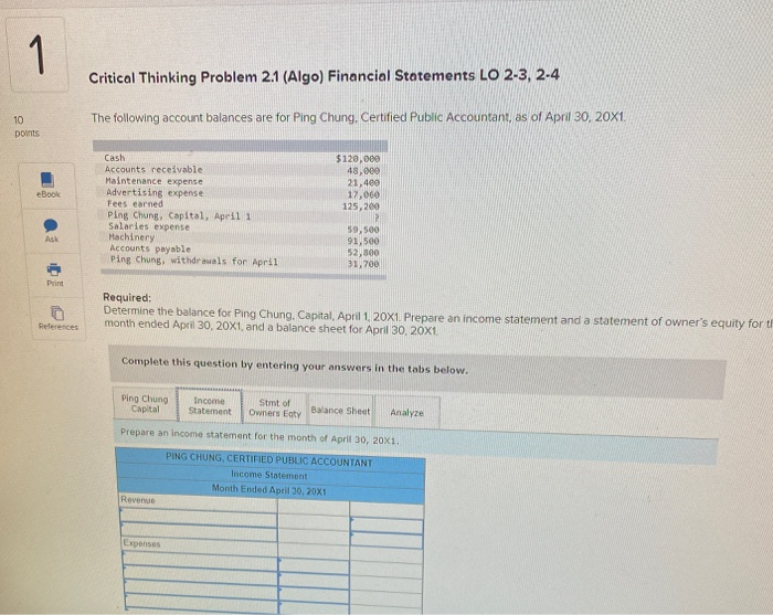 Solved 1 1 Critical Thinking Problem 2.1 (Algo) Financial | Chegg.com