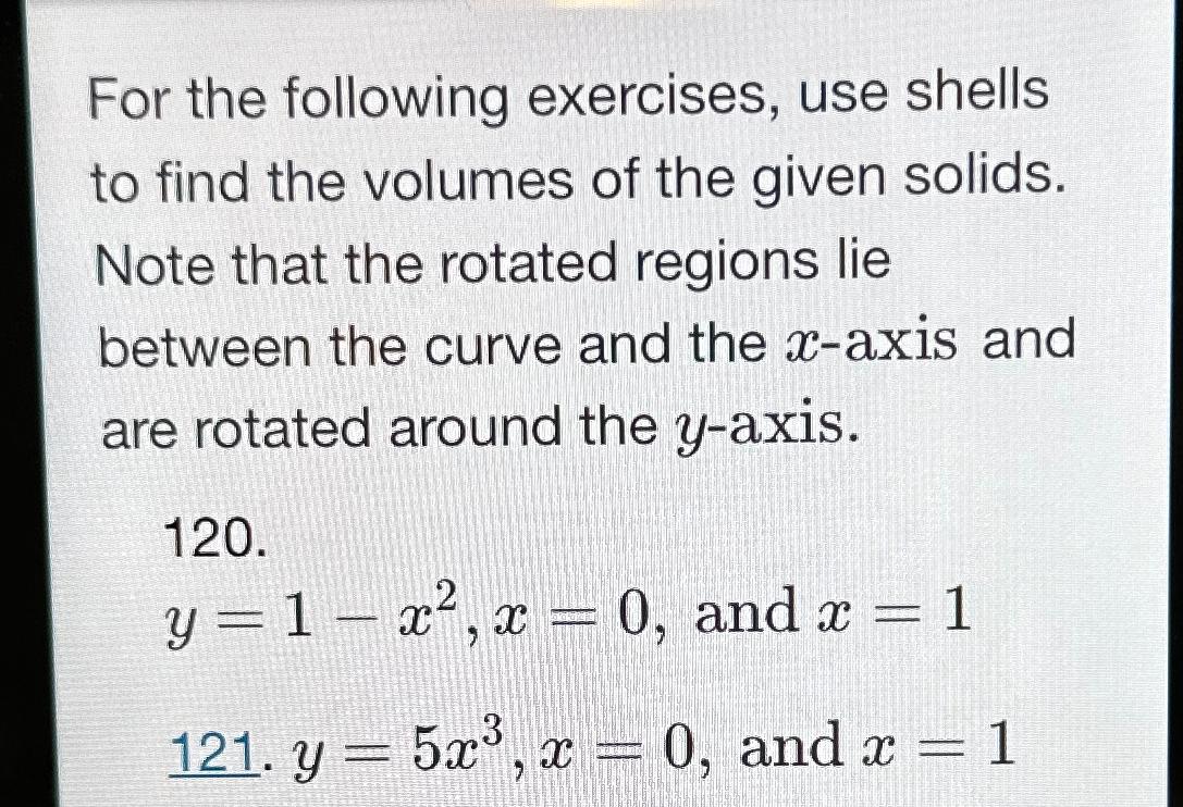Solved For the following exercises, use shells to find the | Chegg.com