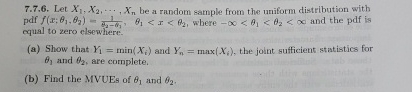 Solved 7.7.6. ﻿Let x1,x2,cdots,xn ﻿be a random sample from | Chegg.com