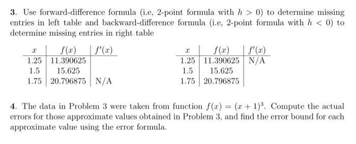 Solved 3. Use forward-difference formula (i.e, 2-point | Chegg.com