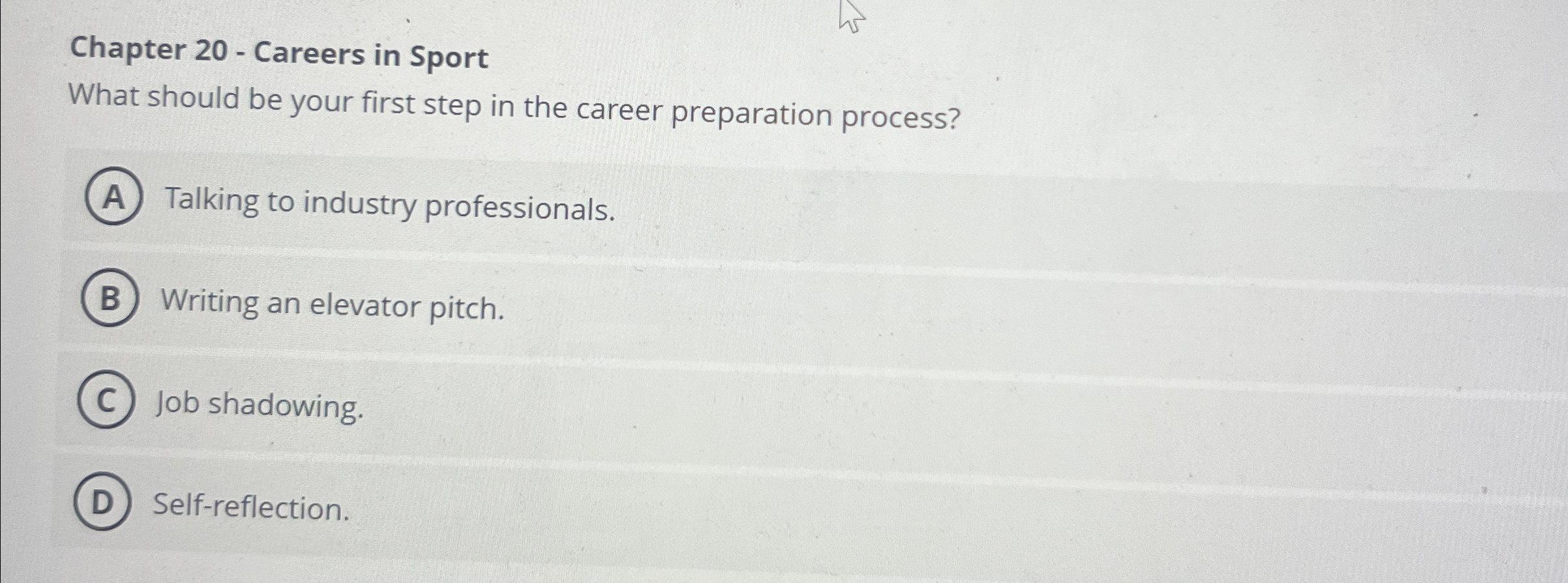 Solved Chapter 20 - ﻿Careers in SportWhat should be your | Chegg.com