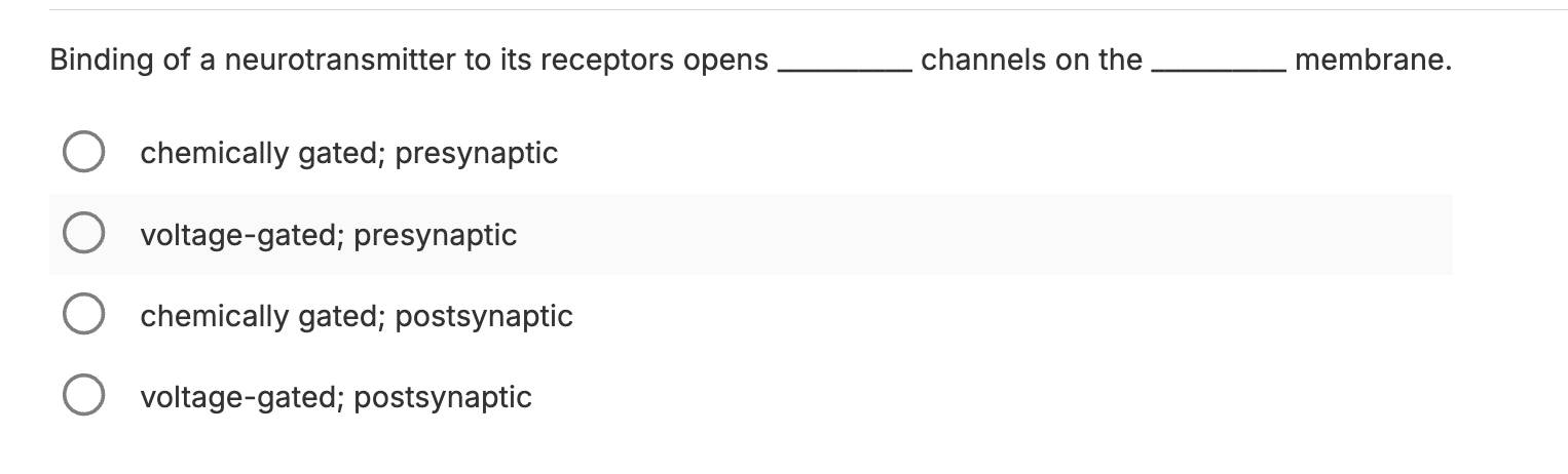 Solved Binding of ﻿a neurotransmitter to ﻿its receptors | Chegg.com