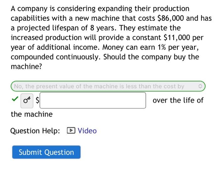 Solved A company is considering expanding their production | Chegg.com