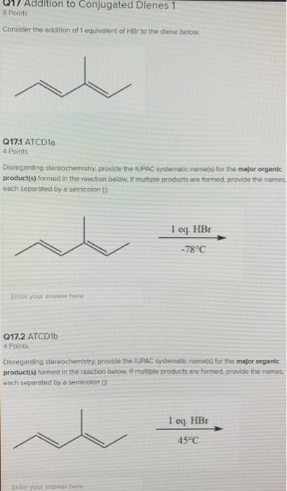Solved Addition to Conjugated Dlenes 1 8 Points Consider the | Chegg.com