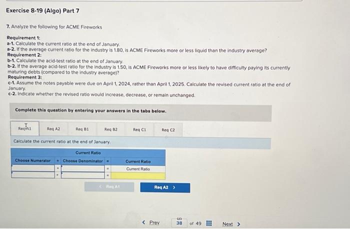 Solved Required information Exercise 8-19 (Algo) Complete | Chegg.com