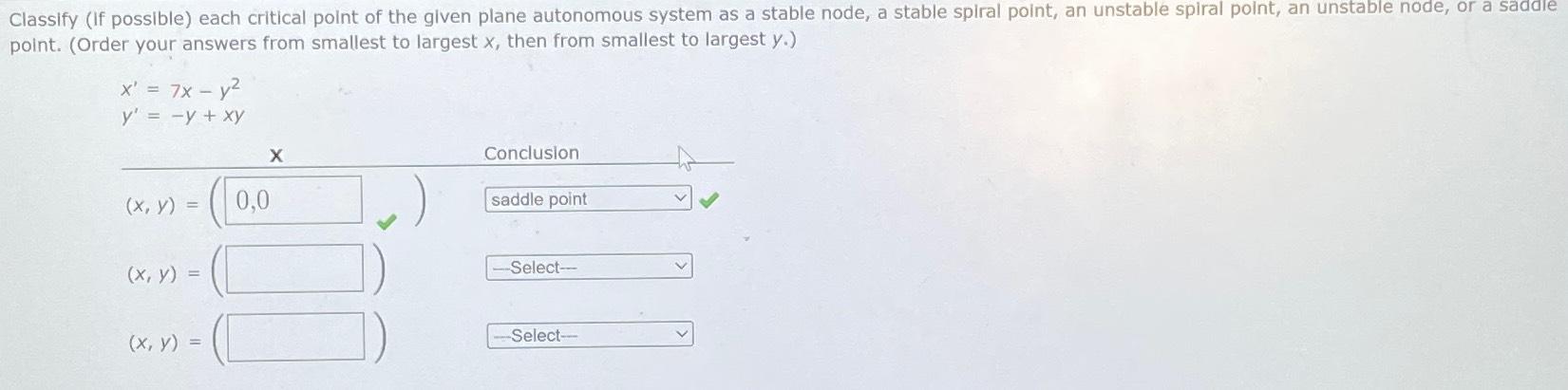 Solved Classify (If possible) ﻿each critical point of the | Chegg.com
