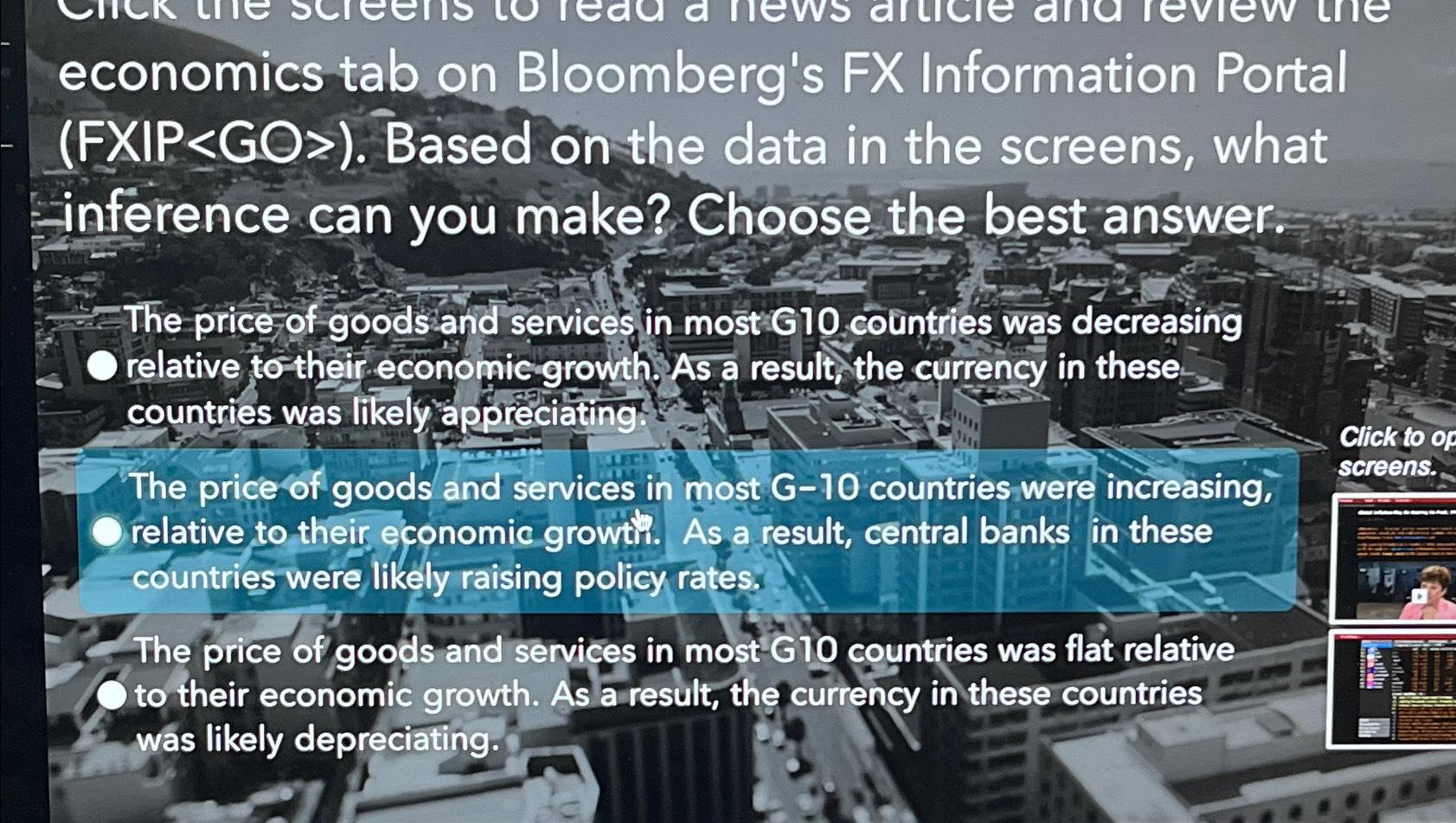 Solved economics tab on Bloomberg's FX Information Portal | Chegg.com