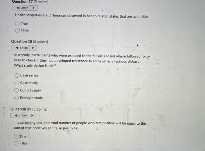 Solved Health inequities are differences observed in health | Chegg.com