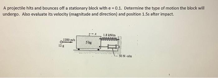 A projectile hits and bounces off a stationary block | Chegg.com
