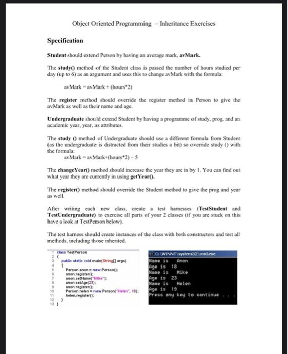 Solved Core Exercise Using the UML below as a guide, extend | Chegg.com