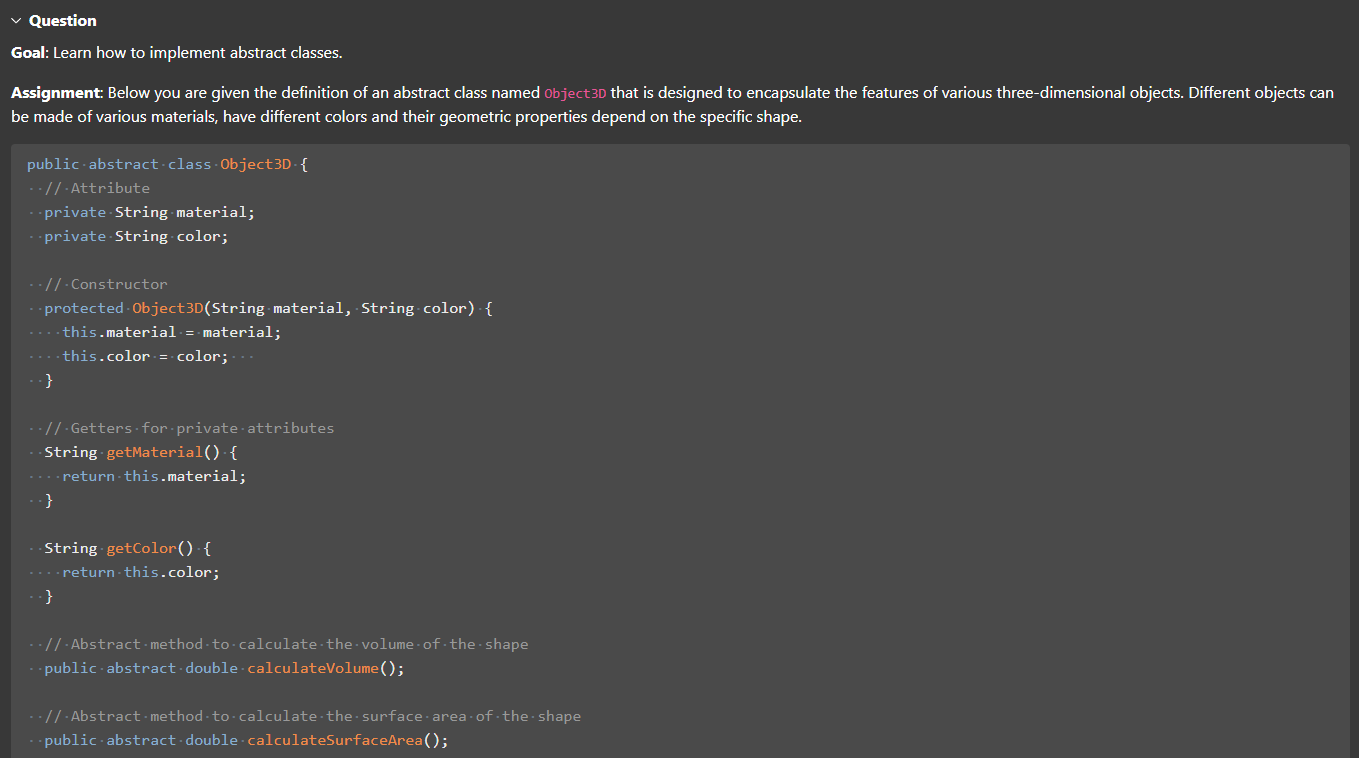 Solved Goal: Learn how to implement abstract | Chegg.com