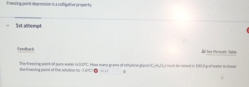 Solved Freezing point depression is a colligative property. | Chegg.com