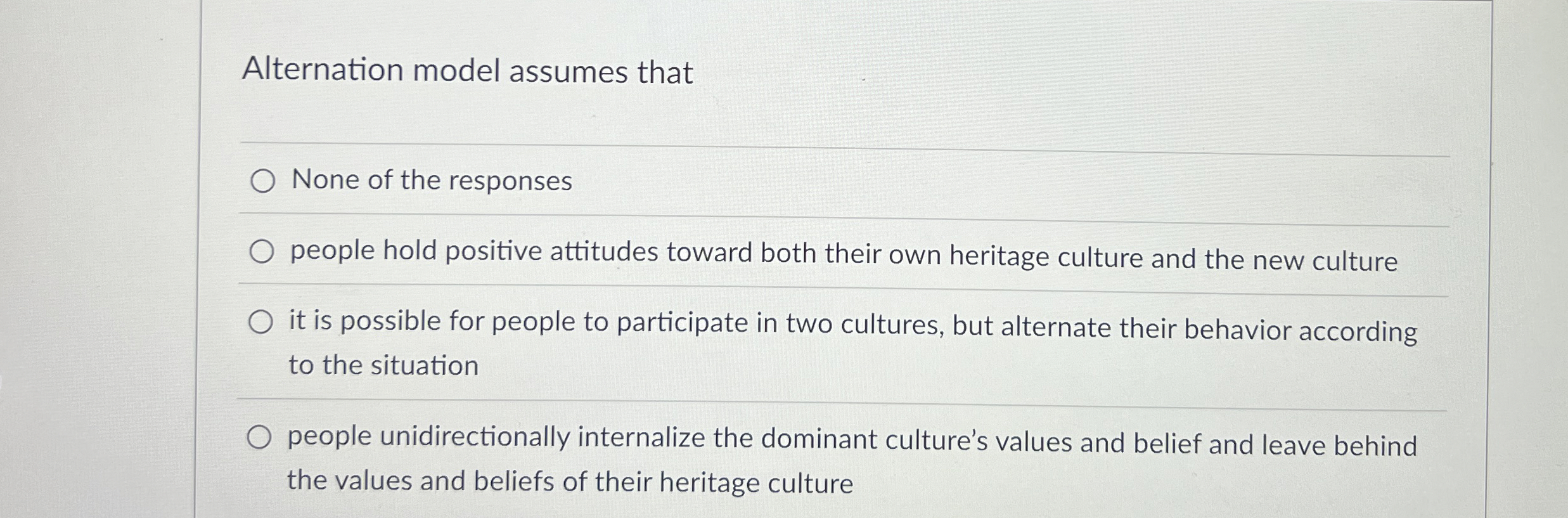 Solved Alternation model assumes thatNone of the | Chegg.com