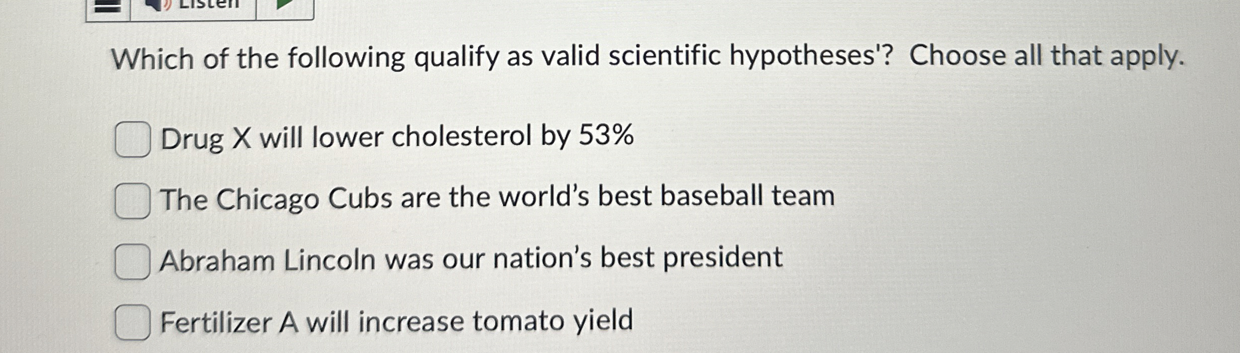 Solved Which of the following qualify as valid scientific | Chegg.com