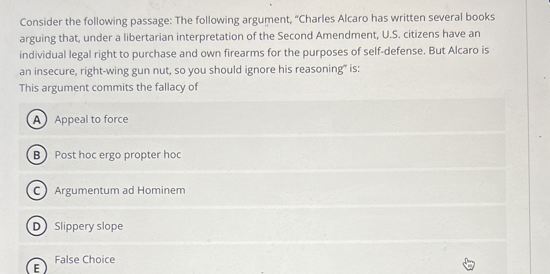 Solved Consider the following passage: The following | Chegg.com