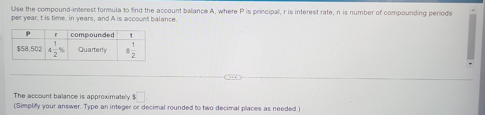 Solved Use the compound-interest formula to find the account | Chegg.com