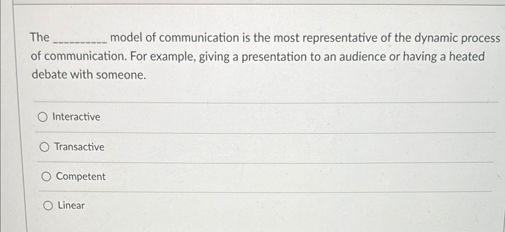 Solved The model of communication is the most representative | Chegg.com