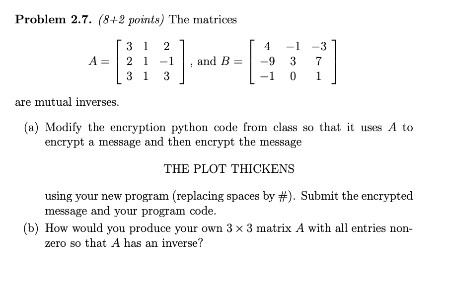 Solved Problem 2.7. (8+2 ﻿points) ﻿The | Chegg.com