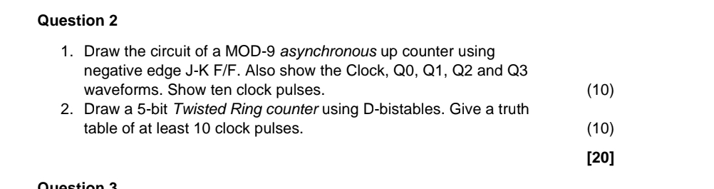 Solved Question 2Draw the circuit of a MOD-9 ﻿asynchronous | Chegg.com