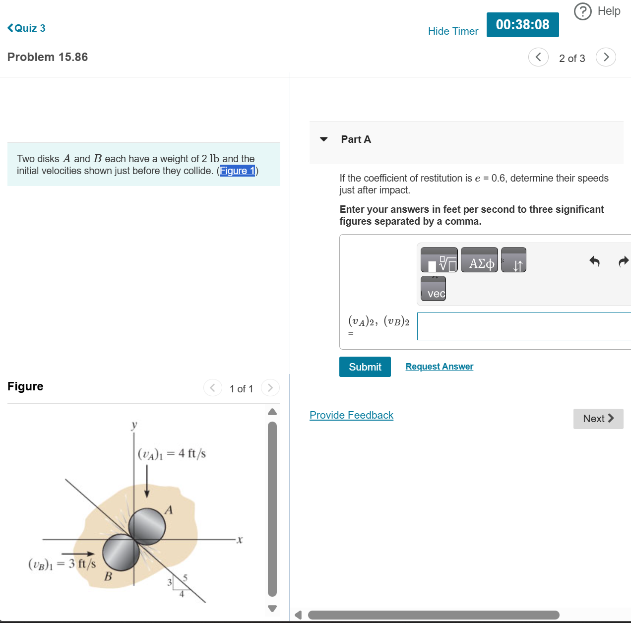 Solved Part A If the coefficient of restitution is \( | Chegg.com