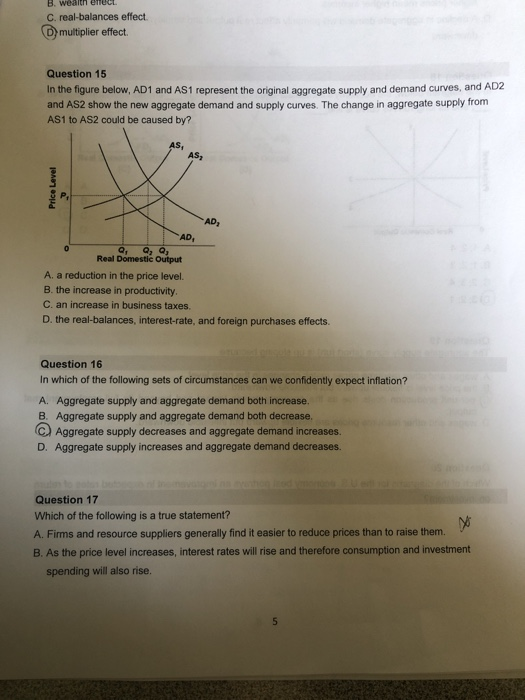 Solved Price Level Real Domestic output A. a reduction in | Chegg.com