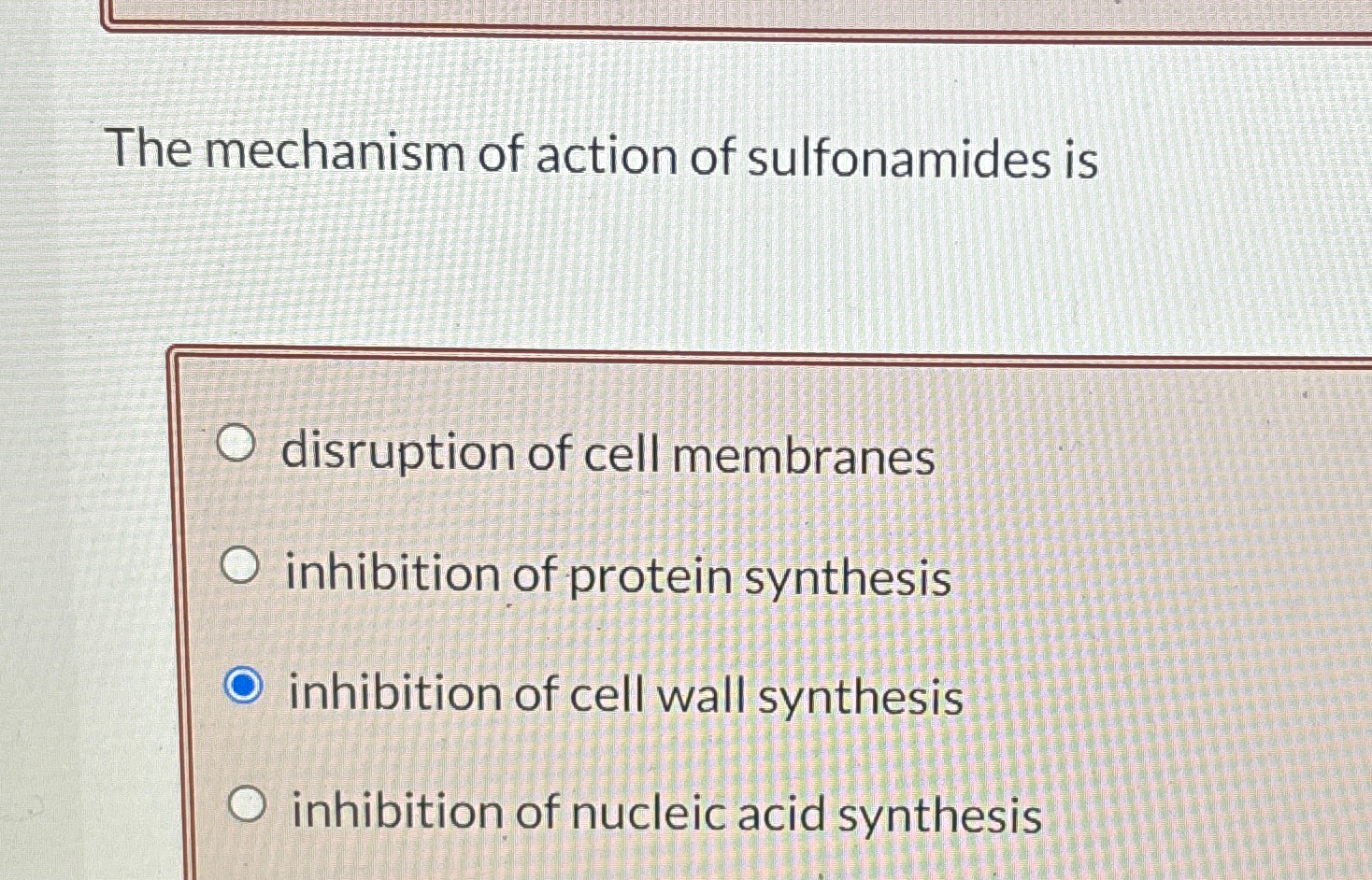 Solved The mechanism of action of sulfonamides isdisruption | Chegg.com